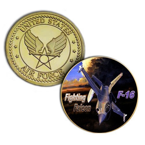 US United States Air Force USAF F-16 Fighting Falcon Gold Plated ...