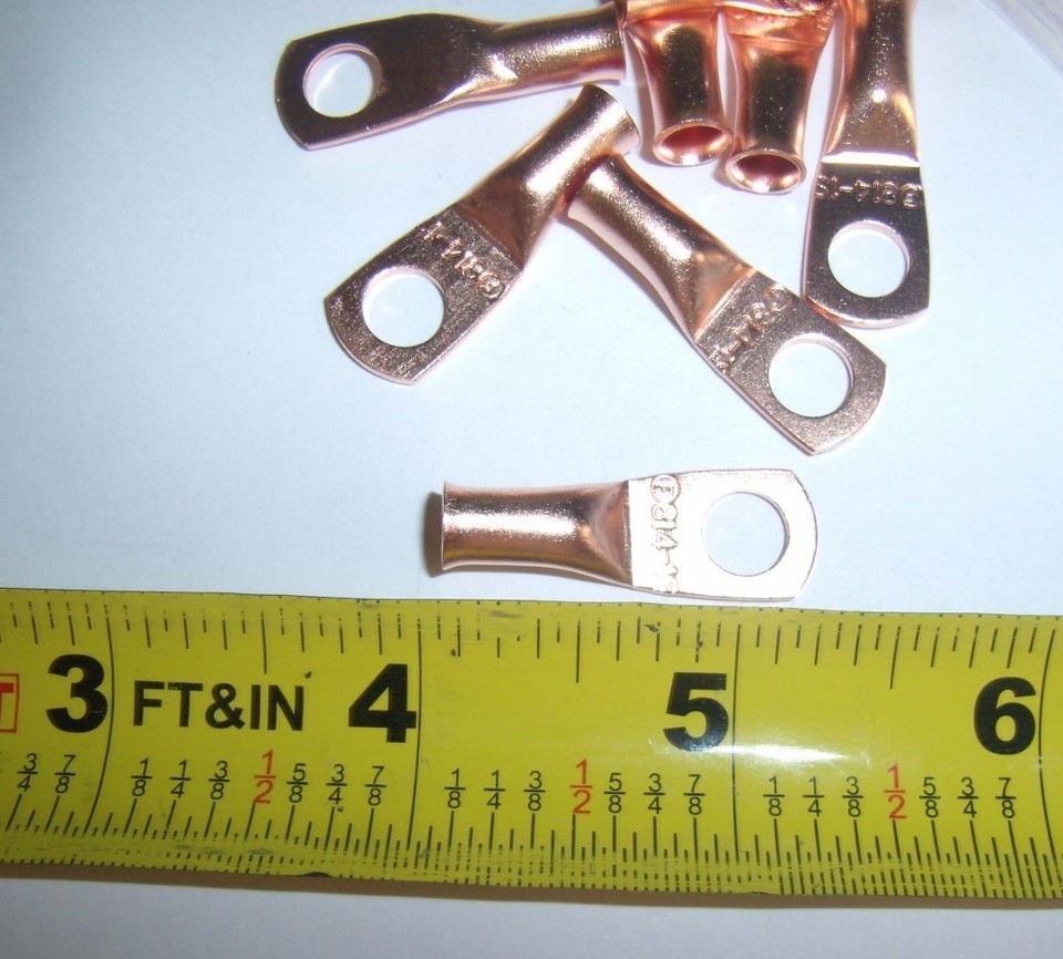 (8) Wire Ring Terminal Copper 8 AWG Gauge 5/16" Connectors Car Audio ...