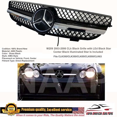 2003-2009 Mercedes-Benz CLK320 CLK55 CLK500 03-09 Black Grille W/Black ...