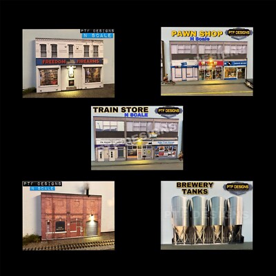 Custom N Scale Set Of 5 Building Flats 1:160 Background Building Fronts ...
