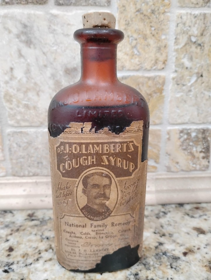 DR. J. O. Lambert's Cough Syrup antique amber pharmacy apothecary ...