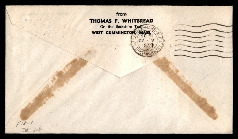 MayfairStamps US First Flight 1939 New York New York to Paris France ...