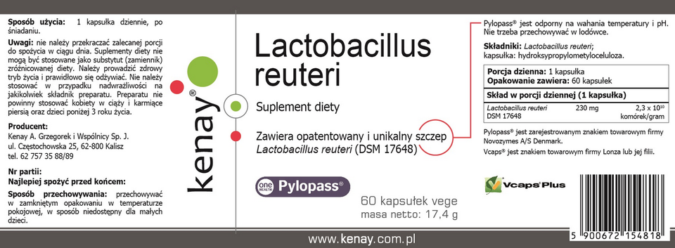Lactobacillus Reuteri Pylopass (60 Cápsulas Vegetales) – | eBay UK