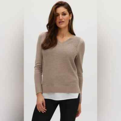 Hilary Radley Two-Fer Layered Sweater Women's 2XL XXL Heather Mocha Tan ...