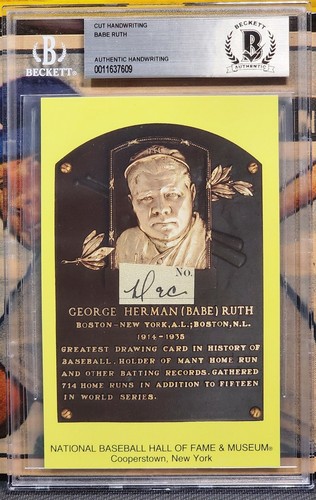 BABE RUTH Authentic Cut Handwriting BGS BAS AUTHENTIC "Dec" NEW YORK ...