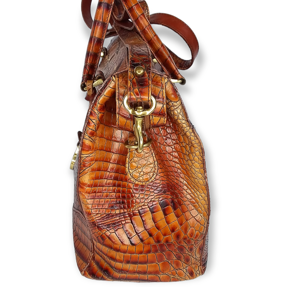 Vtg Brahmin Stacy Toasted Melbourne Crossbody Bag Croc Embossed Leather ...