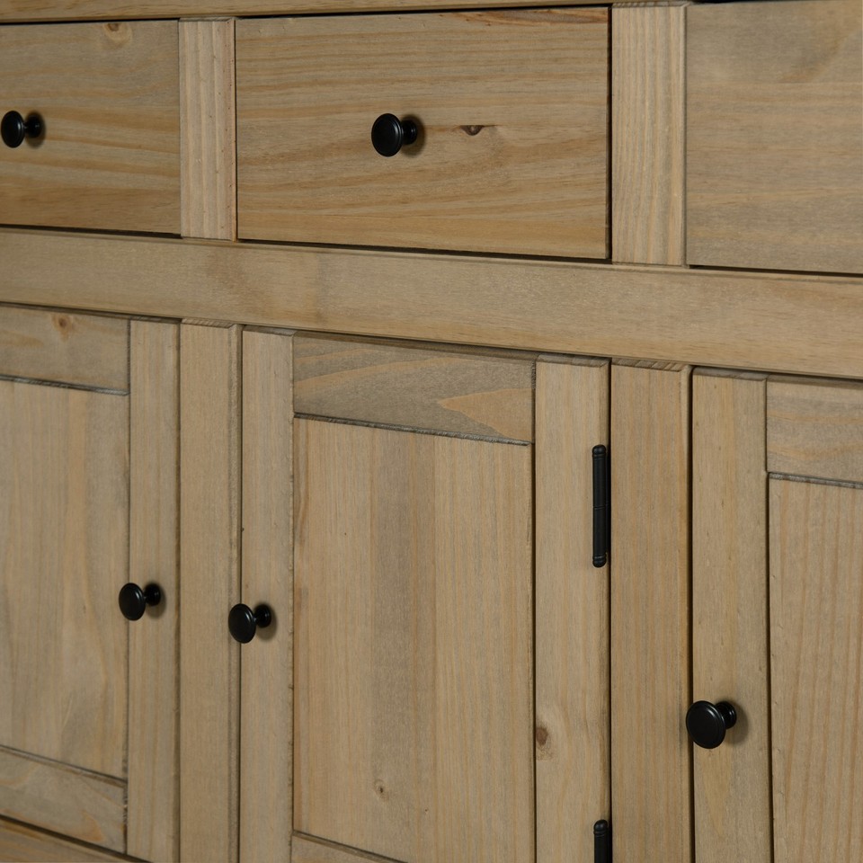 Panama Sideboard 3 Door 3 Drawer Solid Pine Wood Waxed Oak Finish | eBay UK