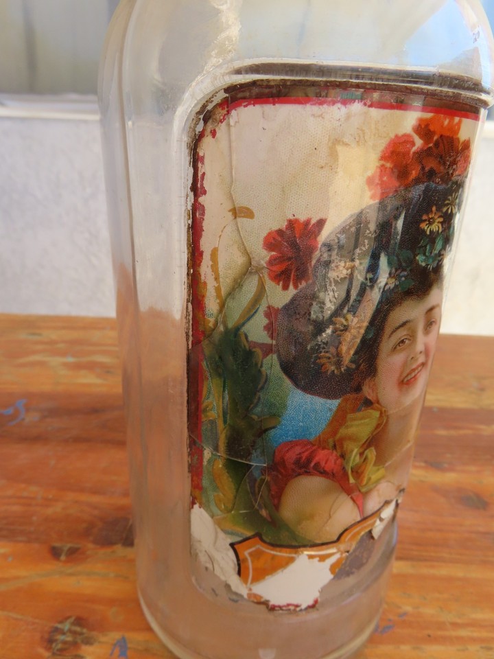 Rare Vintage Victorian Wild West Original Reverse Label on Glass Liquor ...