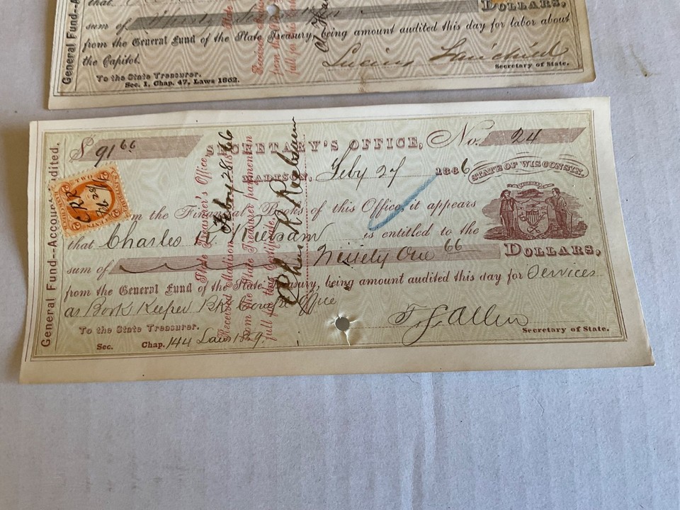 CIVIL WAR WISCONSIN IRON BRIGADE GENERALS TS ALLEN & L. FAIRBANKS SGN ...