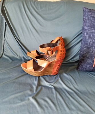 Calvin Klein Jeans Hara R3140 LEATHER Studded Wedge Sandals US 9 | eBay