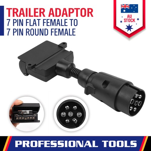 7 Pin Round Male Plug to 7 Pin Flat Female Socket Adaptor Trailer ...