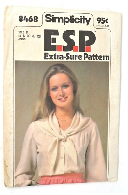 Simplicity 8468 Sewing Pattern Misses Blouse Size K 8-10-12 Miss ...