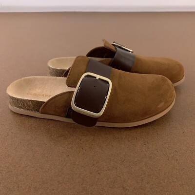 Old Navy Women's Shoe Size 6.5 Chestnut Faux Suede Buckle Accent Clogs ...