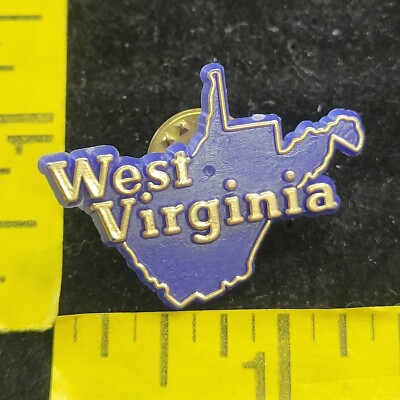 Blue Plastic State West Virginia WV Travel gold edge Lapel Hat Vest Pin ...