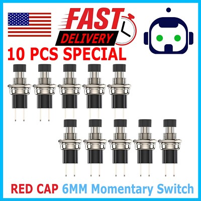 10pcs Lockless Momentary On Off Push button Black Mini Switch PBS-110 ...