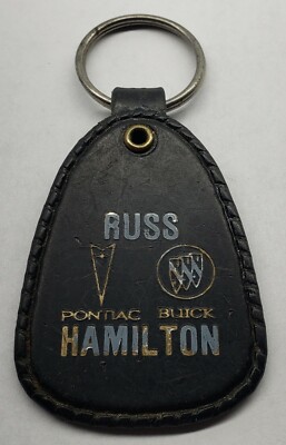 VINTAGE RUSS HAMILTON PONTIAC, BUICK GMC INDIANA DEALERSHIP KEYRING FOB ...