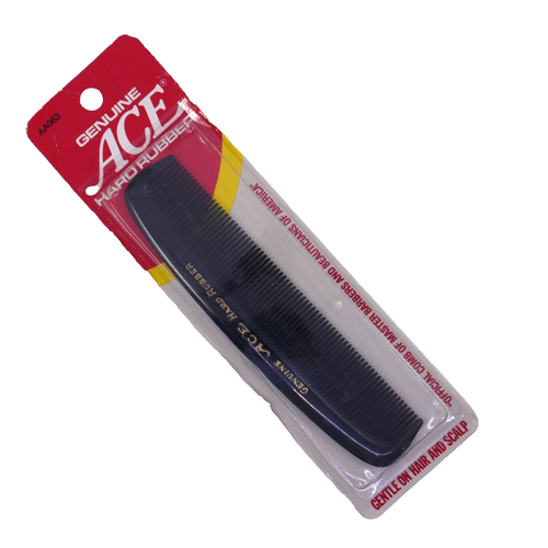 NOS Vintage Genuine Ace Hard Rubber Pocket Comb 5" Black AA063 Made USA ...