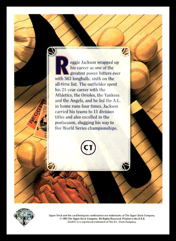 Reggie Jackson 1993 Upper Deck Clark Bar #C1 New York Yankees | eBay