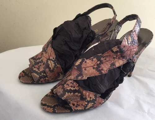 NEW Hand Made Prima Royale Snake Skin Slingback Spike Heel Shoe Sz 8 M ...