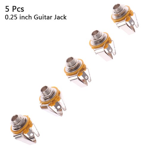 5 x 1/4 inch Metal Guitar Jack Socket Connector Female Panel Mount Bass ...