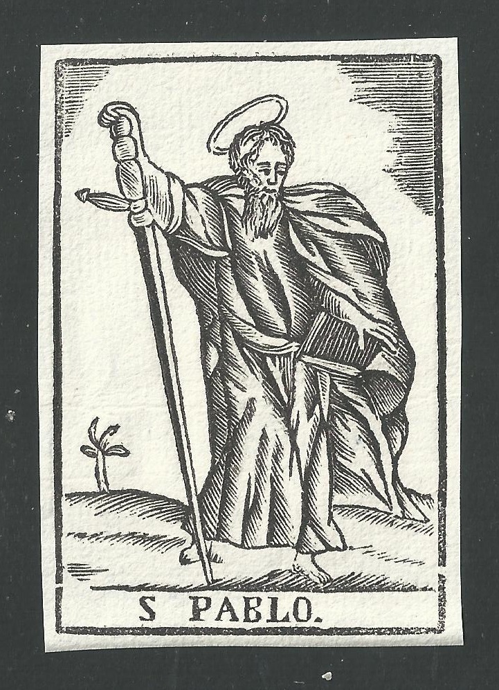 Old engraved image of St. Pablo the Apostle santino image pieuse holy ...