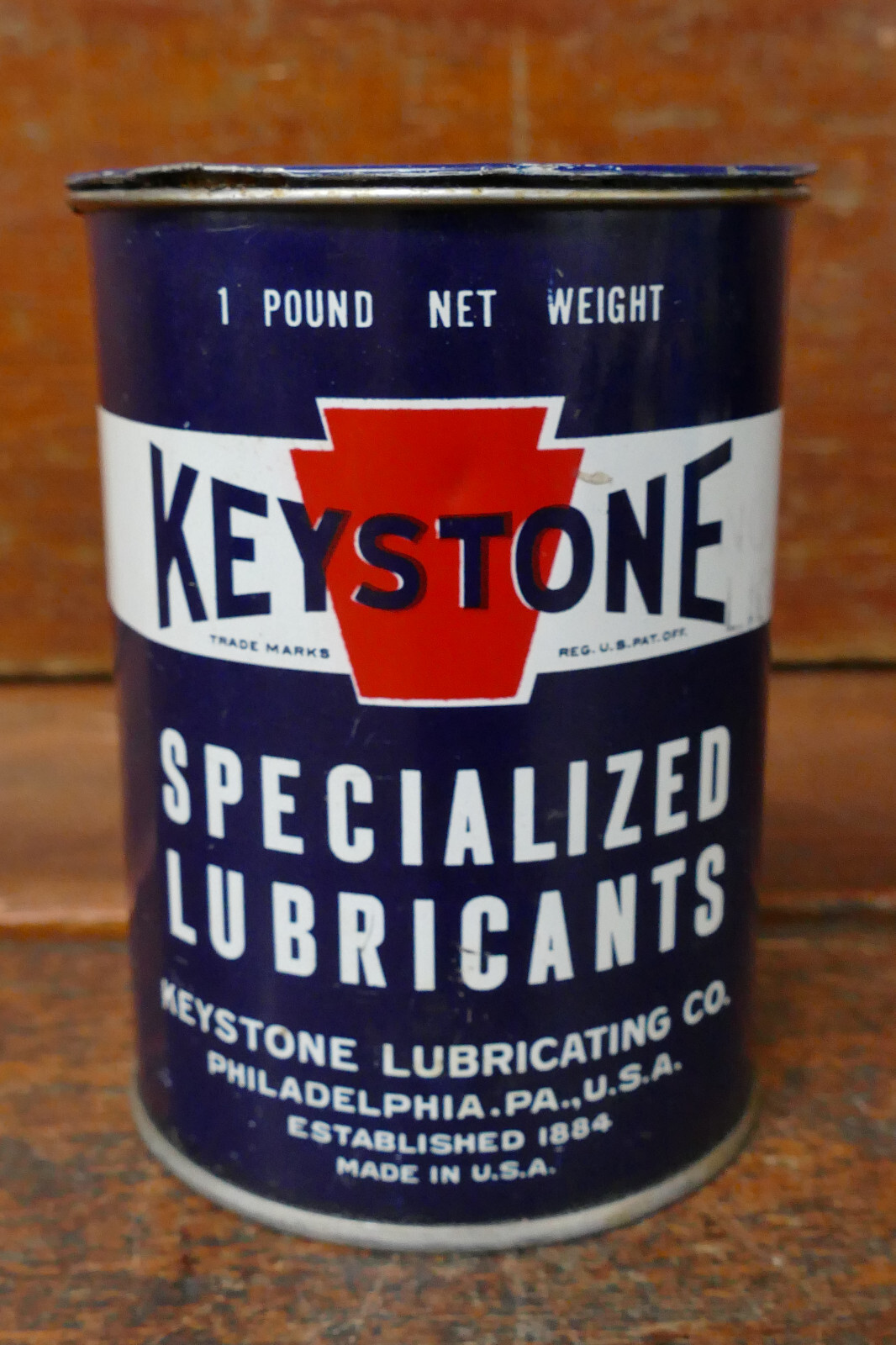 Vintage 1940s KEYSTONE Specialized Lubricants 1lb Metal Grease Oil Gas ...