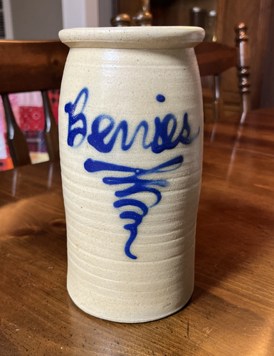 Stebner Pottery Hartville OH Salt Glazed Cobalt Blue Stoneware Crock ...