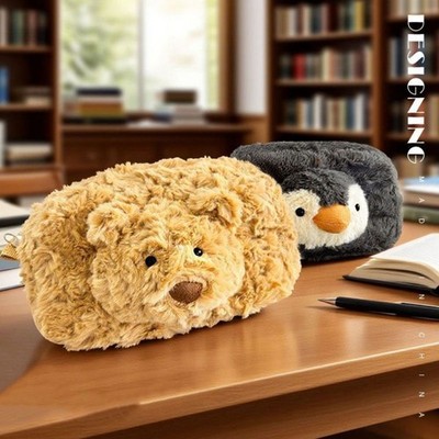 Plush Pencil Case 3D Bear/Penguin Stationery Pouch Cute Pen Bag Back To ...