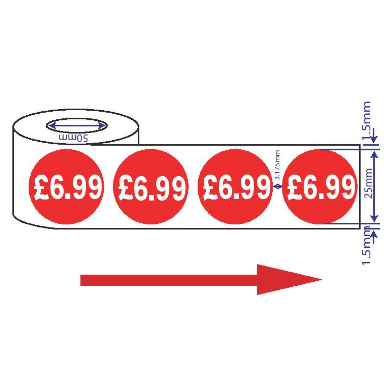 1000x 25mm £1.25-£19.99 Red Price Self Adhesive Stickers Sticky Labels ...