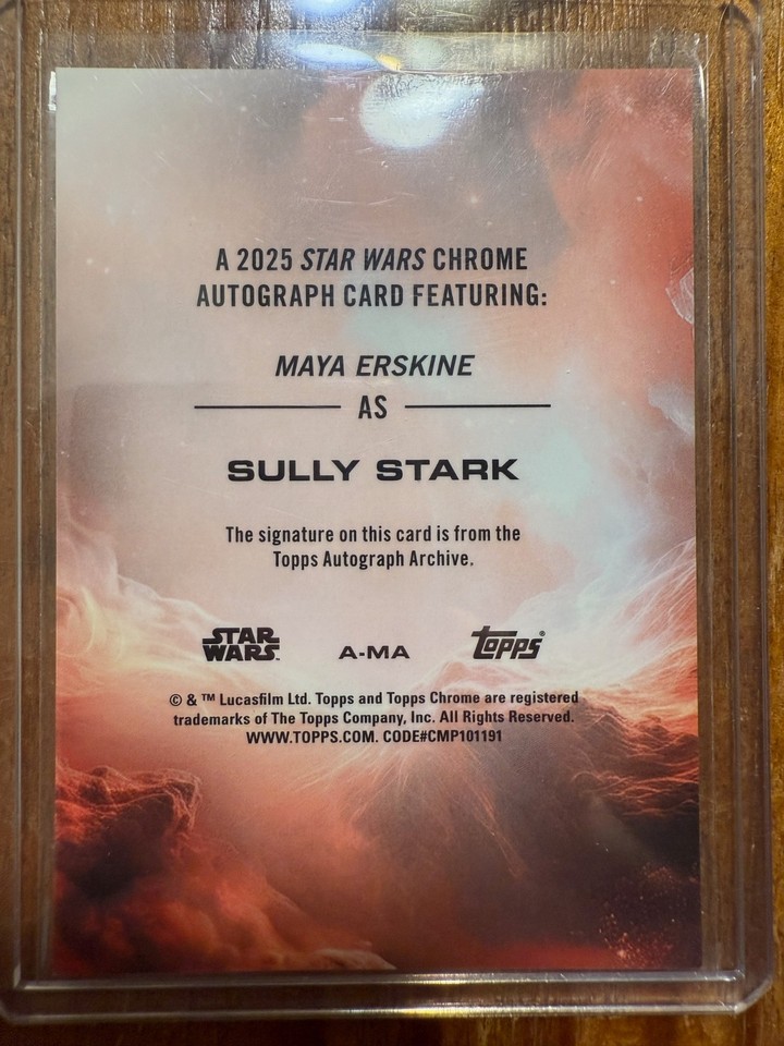 Sully Stark Base Autograph Card - Maya Erskine - 2025 Topps Chrome Star ...