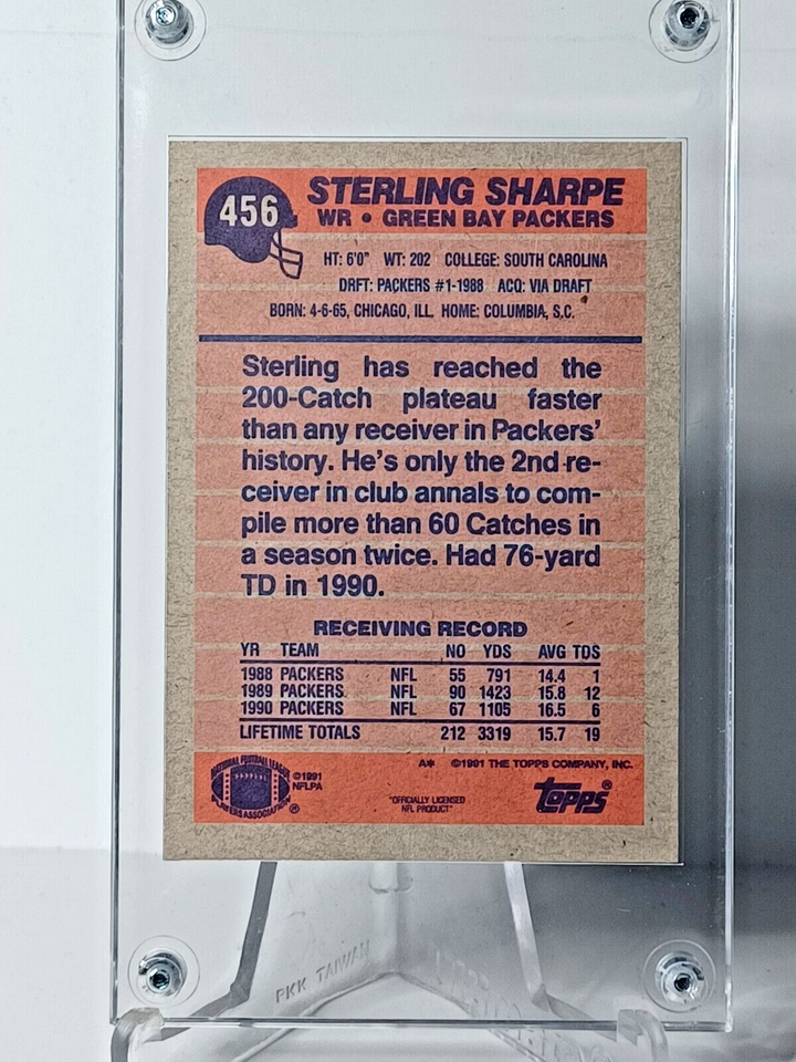 STERLING SHARPE 1991 TOPPS HAND SIGNED AUTOGRAPHED CARD #456 PACKERS | eBay