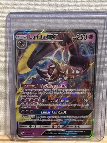 Pokémon TCG Lunala GX Sun & Moon Base Set 66/149 Holo Ultra Rare+3 Free ...