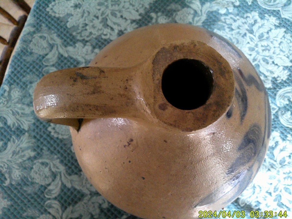 ANTIQUE 2 GALLON SALT GLAZE COLBALT BLUE FLORAL JUG (UNMARKED) | eBay