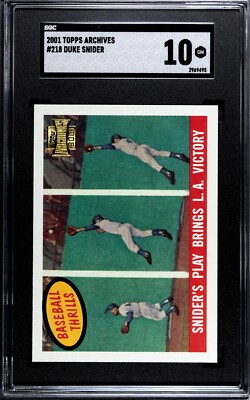 2001 Topps Archives #218 Duke Snider 1959 Reprint SGC 10 GEM MINT | eBay