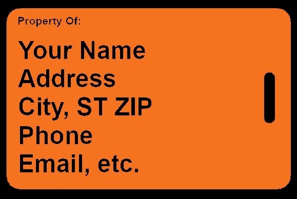 Personalized Safety Orange Medical Equipment Luggage/Bag Tag | eBay