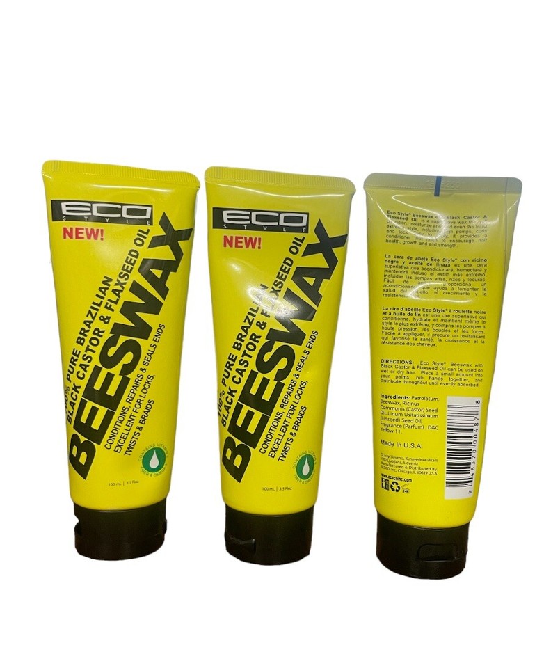 Eco Styler-119 Black Castor & Flaxseed Oil Bees Wax( 3 Tube 3.5oz) Each ...