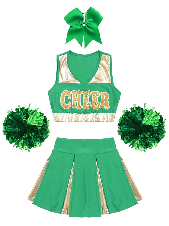 Girls Cheerleader Costume Sleeveless Cheerleading Outfit Games Uniforms