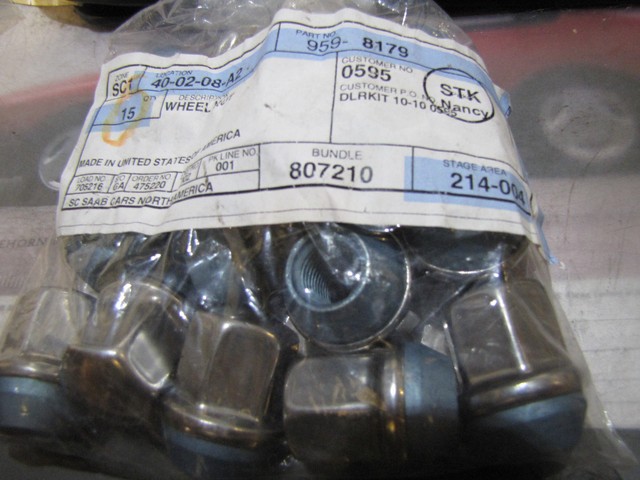 Saab 95 9-5 650 10-11my Alloy Wheel Lug Nut Set of Five 9598179 Genuine ...