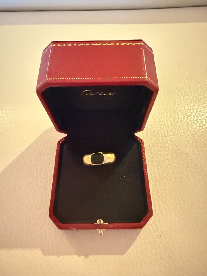 unique Cartier Green Tourmaline Ring in 18 Karat Yellow Gold wide band ...