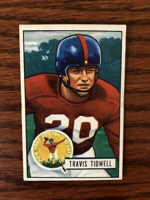 1951 Bowman Football #19 TRAVIS TIDWELL Giants Nice Card! | eBay