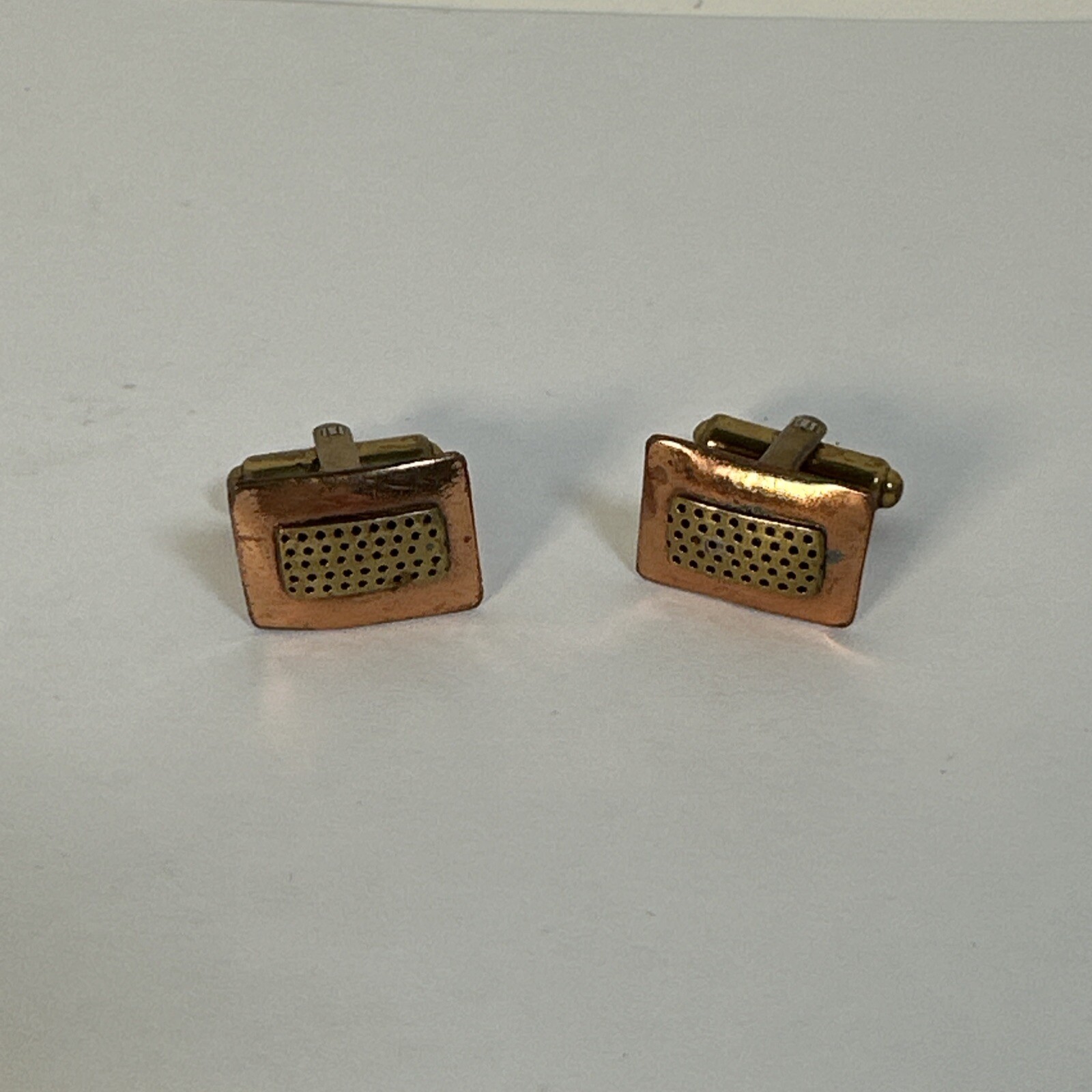 Vintage Copper and Gold Mid Century Cufflinks - Gem