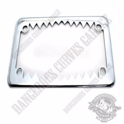 Show Chrome Metal Shark Teeth 4" x 7" License Plate Frame for Touring ...