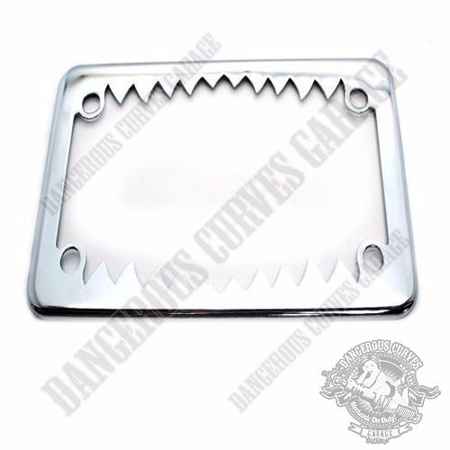 Show Chrome Metal Shark Teeth 4" x 7" License Plate Frame for Touring ...