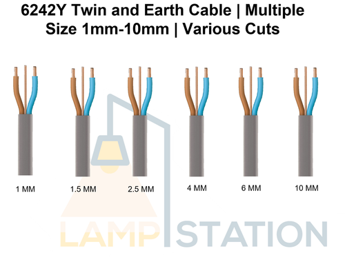 6242Y Twin & Earth Cable Various Size 1mm - 10mm Electric Wiring Flat ...