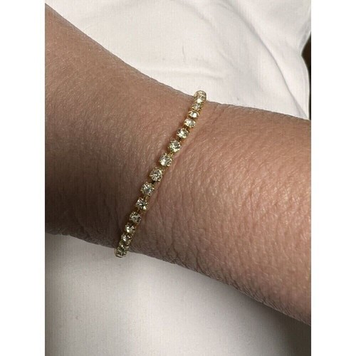 NWT Skinny Slender Gold Tone Rhinestone Dainty Tennis Bracelet 0187 | eBay