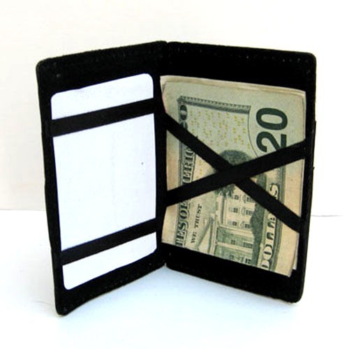Black Genuine Leather Magic Wallet Credit Card Money Holder For Mens ...