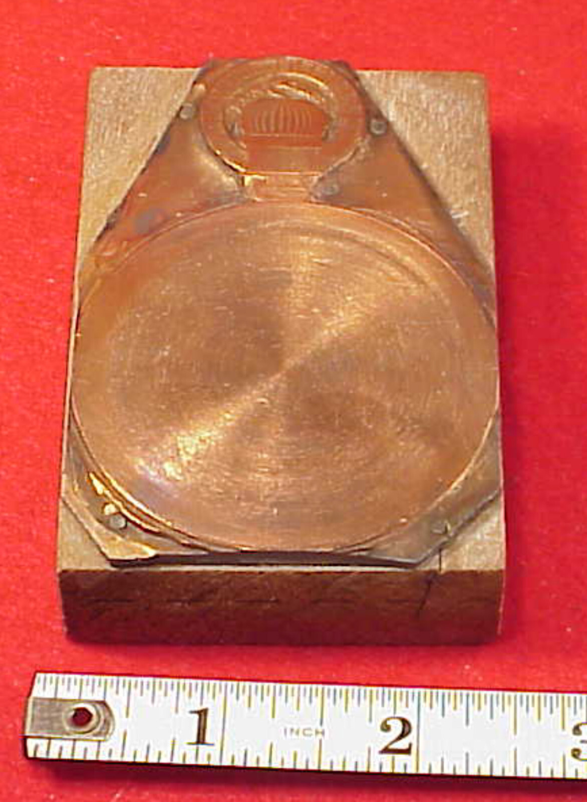 VINTAGE ADVERTISING CRESCENT CASE POCKET WATCH PRINTING BLOCK 2 1/4 X 3 ...