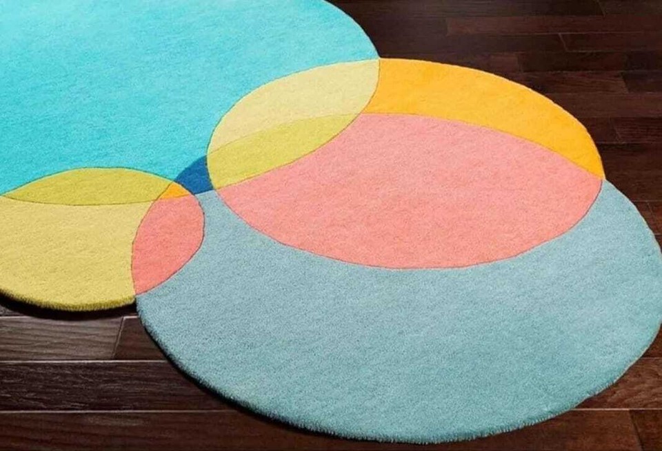 Multi Color Oval Shape 100% Woolen Hand Tufted Carpet Area Rug For ...