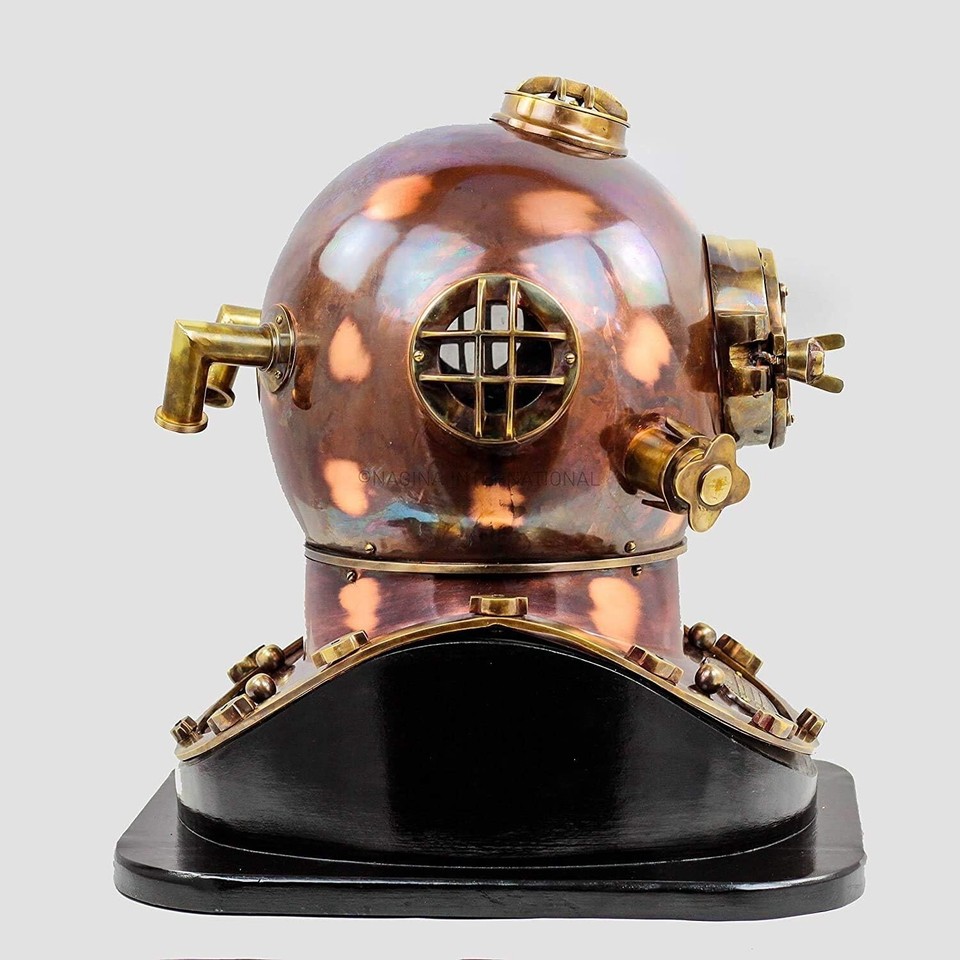 Vintage Marine Divers Helmet Solid Steel & Brass Scuba Diving Helmet 18 ...