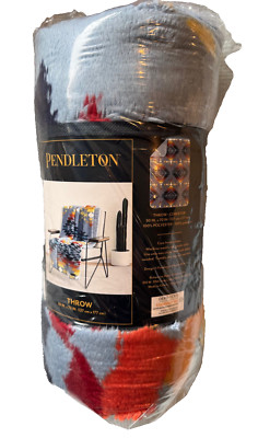 New PENDLETON Peak Canyon Blue SHERPA THROW Fleece Blanket Southwest ...